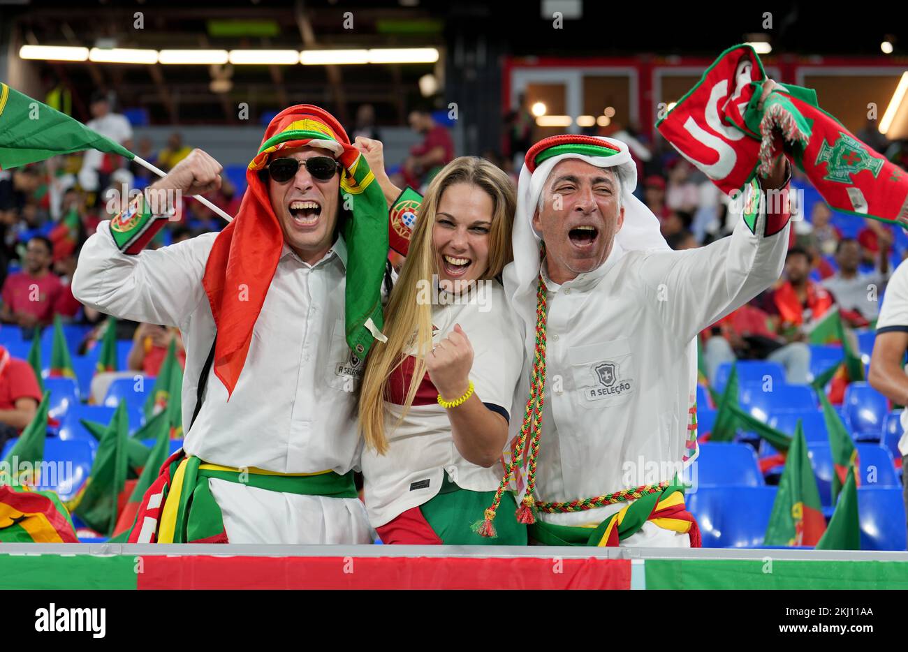 Portugal fans in the stands ahead of the FIFA World Cup Group H match ...