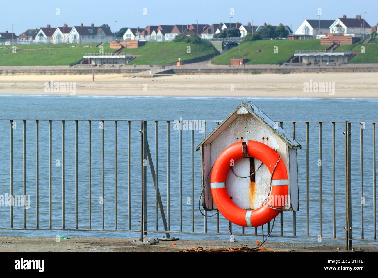 Lifebelt life saver hanging by the sea., for use in an emergency Stock ...