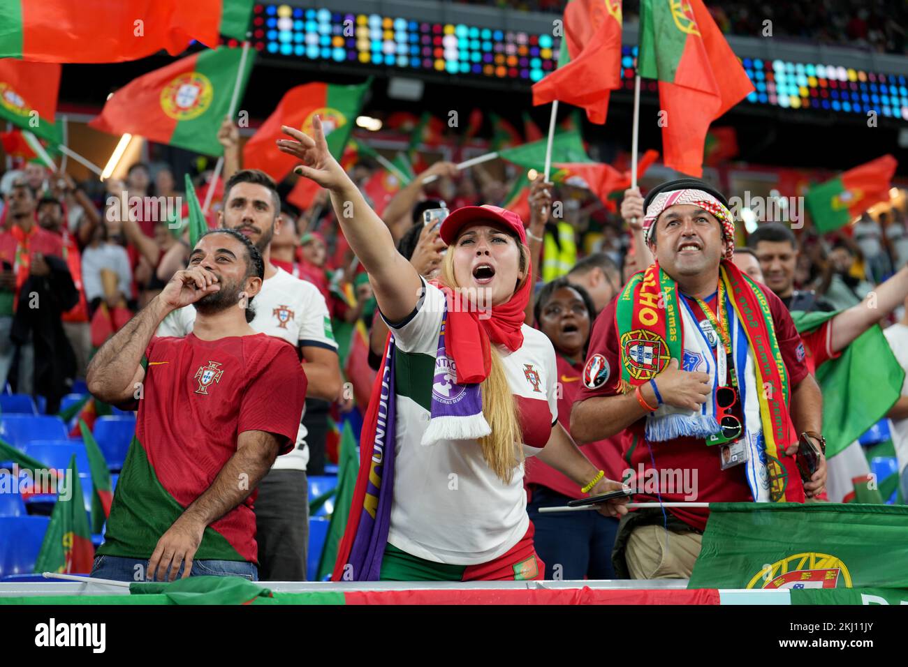 Portugal fans in the stands ahead of the FIFA World Cup Group H match ...
