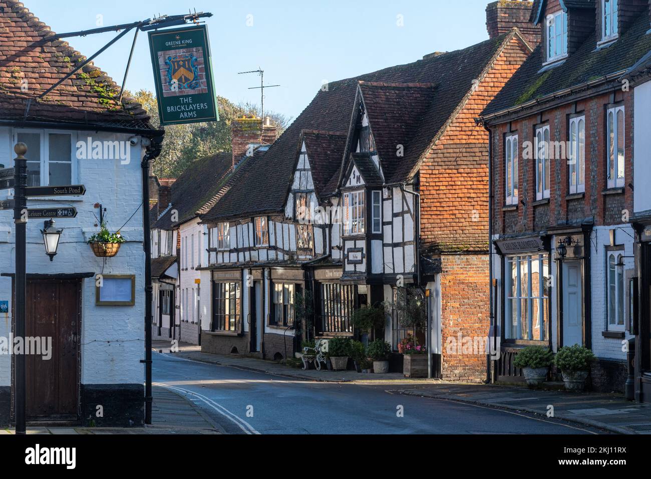 Midhurst town centre, view along West Street, a shopping street in the ...