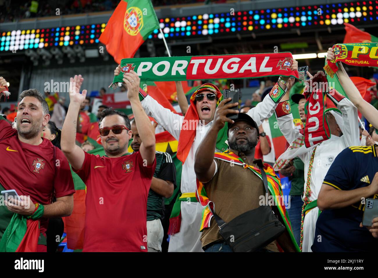 Portugal fans in the stands ahead of the FIFA World Cup Group H match ...
