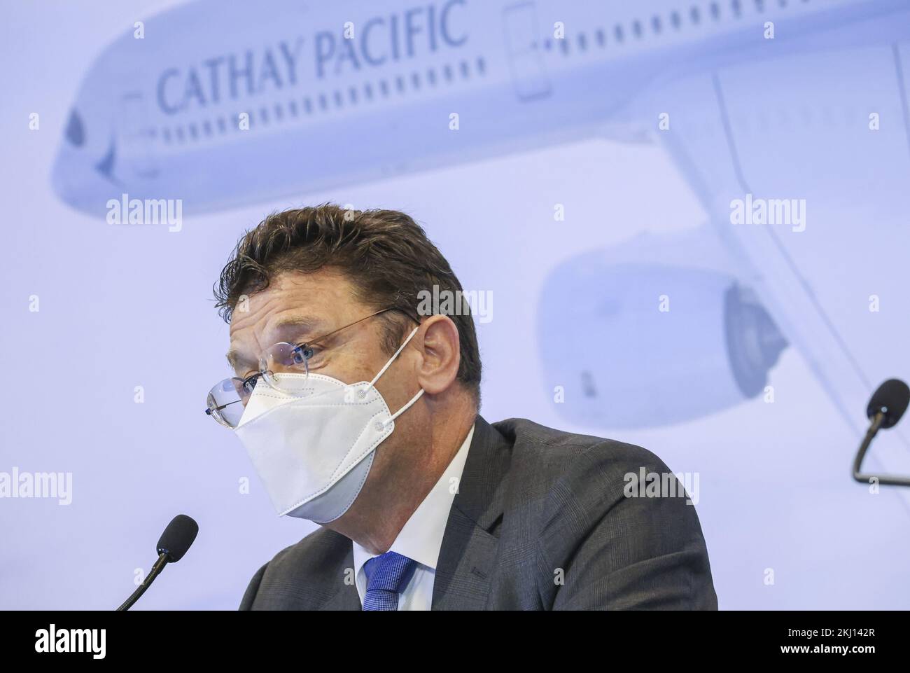 Patrick Healy, Chairman of Cathay Pacific speaks at the 2022 Interim ...