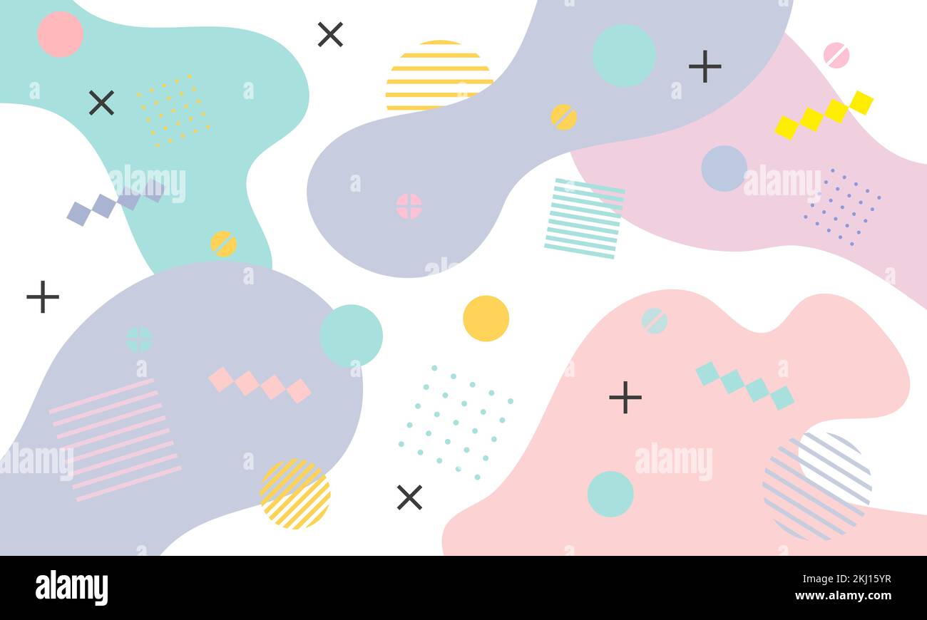 Abstract memphis background. Fluid shapes, different figures isolated ...