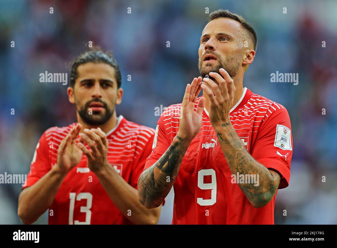 Ricardo Rodríguez e Haris Seferovic da Suíça during the Qatar 2022 ...