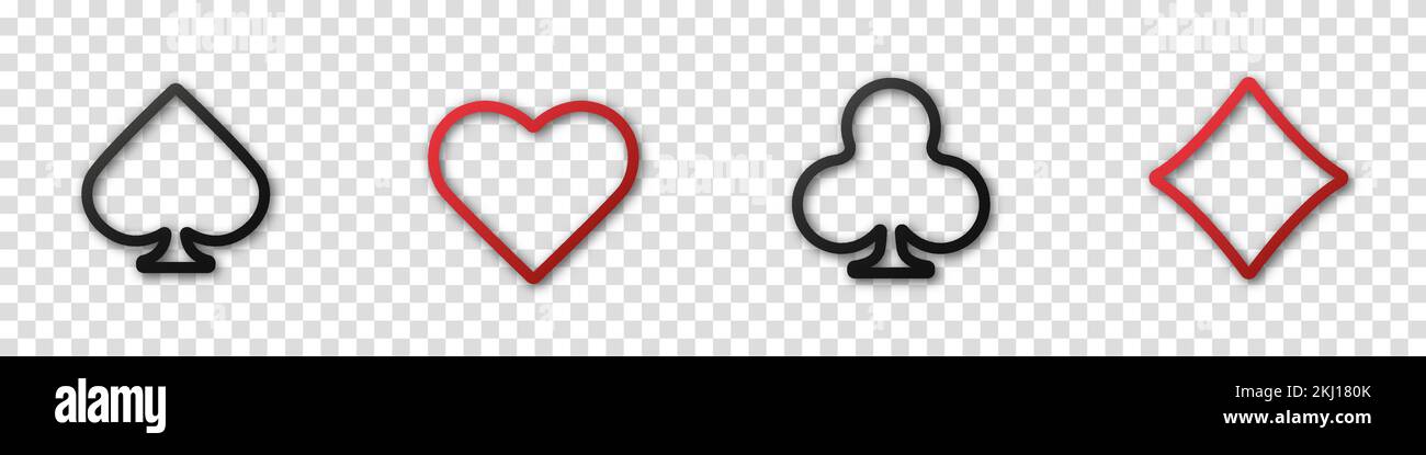 Set collection gambling sign symbol of playing card suits and chips for ...