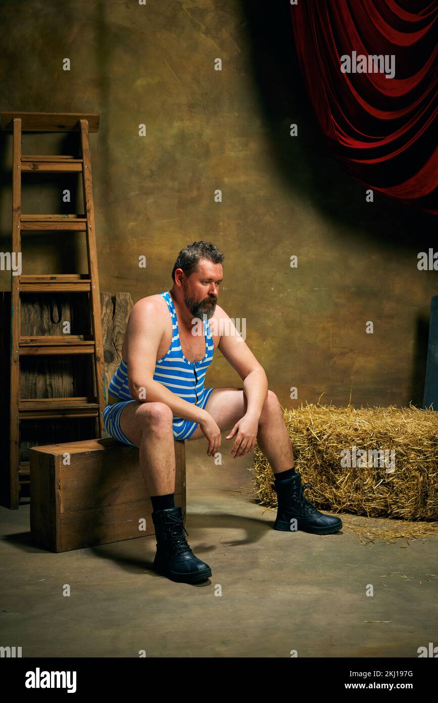 Strong man mustache circus character hi-res stock photography and ...