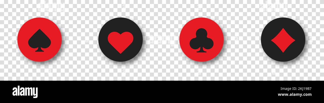 Set collection gambling sign symbol of playing card suits and chips for ...