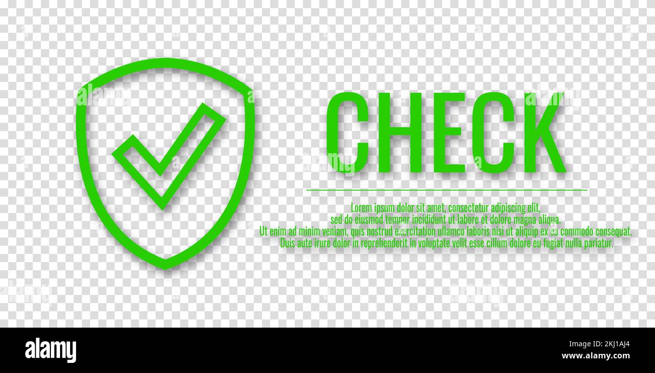 Banner shield check mark icon. Place for your text. Cope space. Vector ...