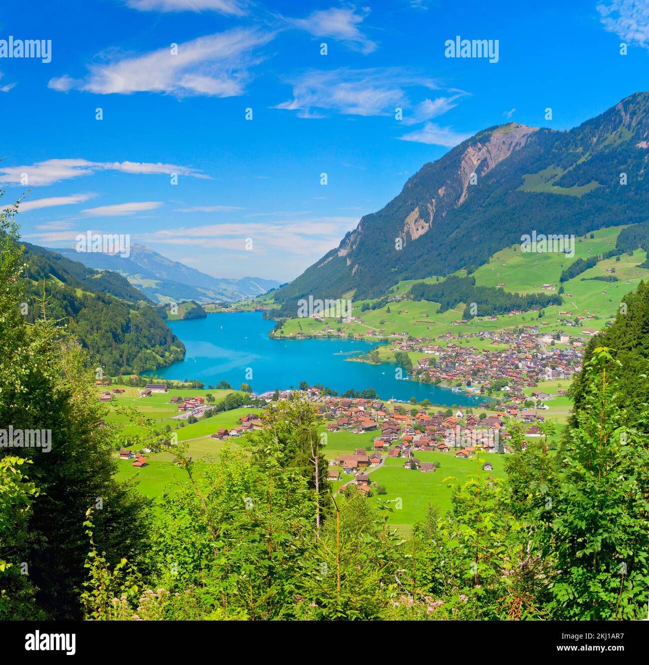 Lake Lungernsee in swiss Alps, Switzerland Stock Photo - Alamy