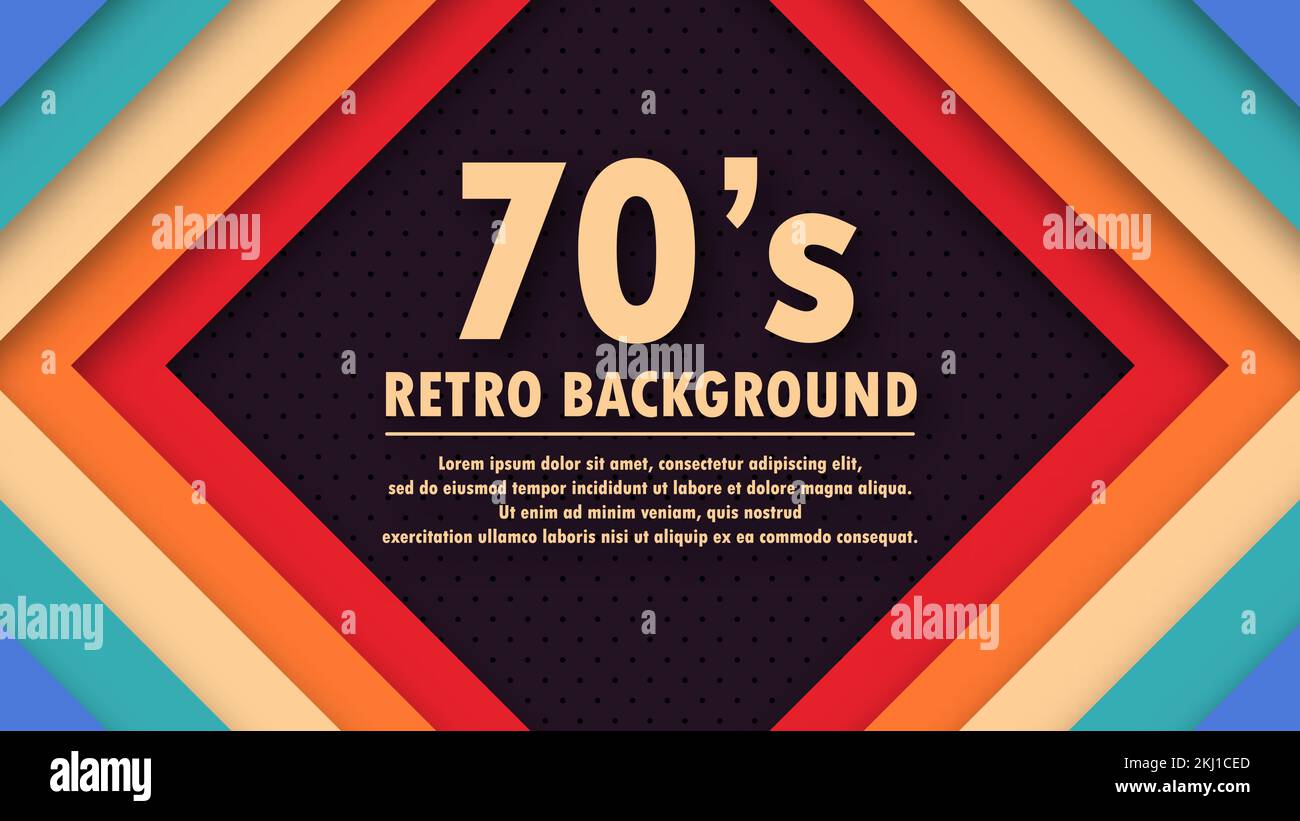 Abstract 1970's background with rhombus elements and retro colors. Realistic design in ...