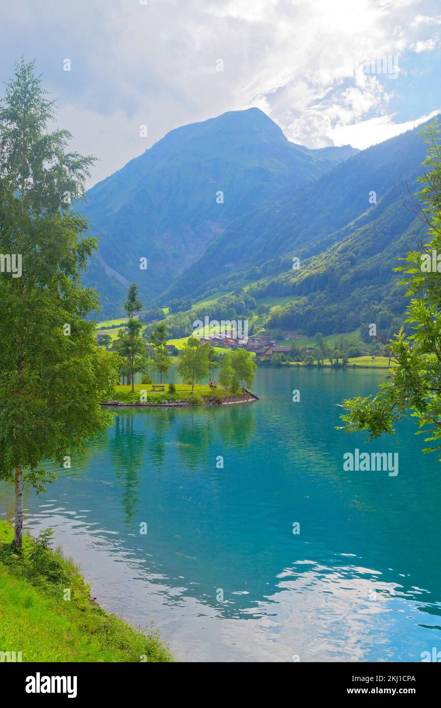 Lake Lungernsee in swiss Alps, Switzerland Stock Photo - Alamy