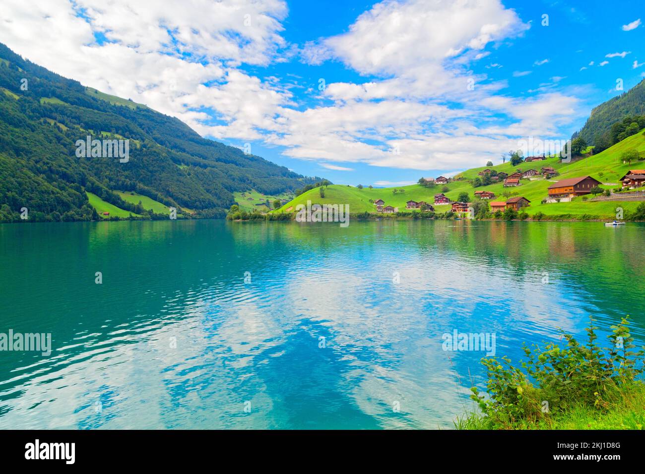 Lake Lungernsee in swiss Alps, Switzerland Stock Photo - Alamy