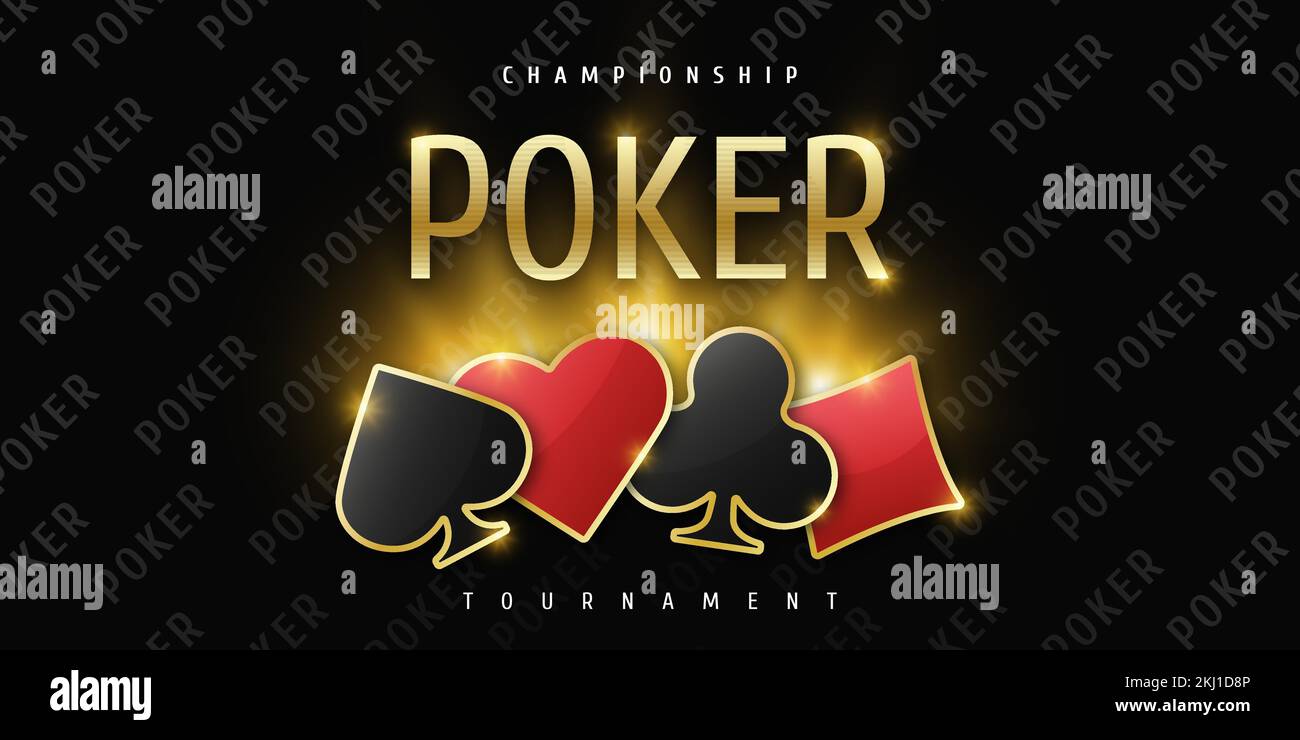 Poker tournament banner. Poker logo with playing card suit chips. Clubs ...
