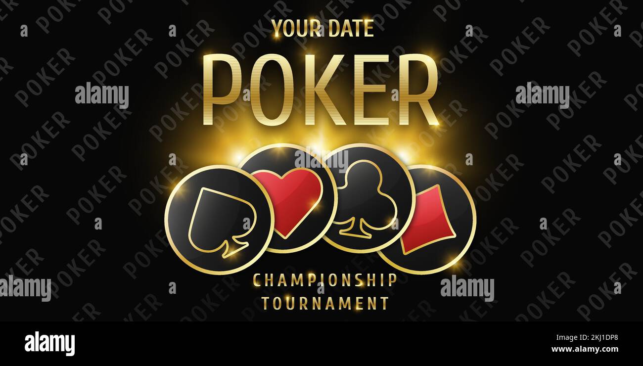 Poker tournament banner. Poker logo with playing card suit chips. Clubs ...