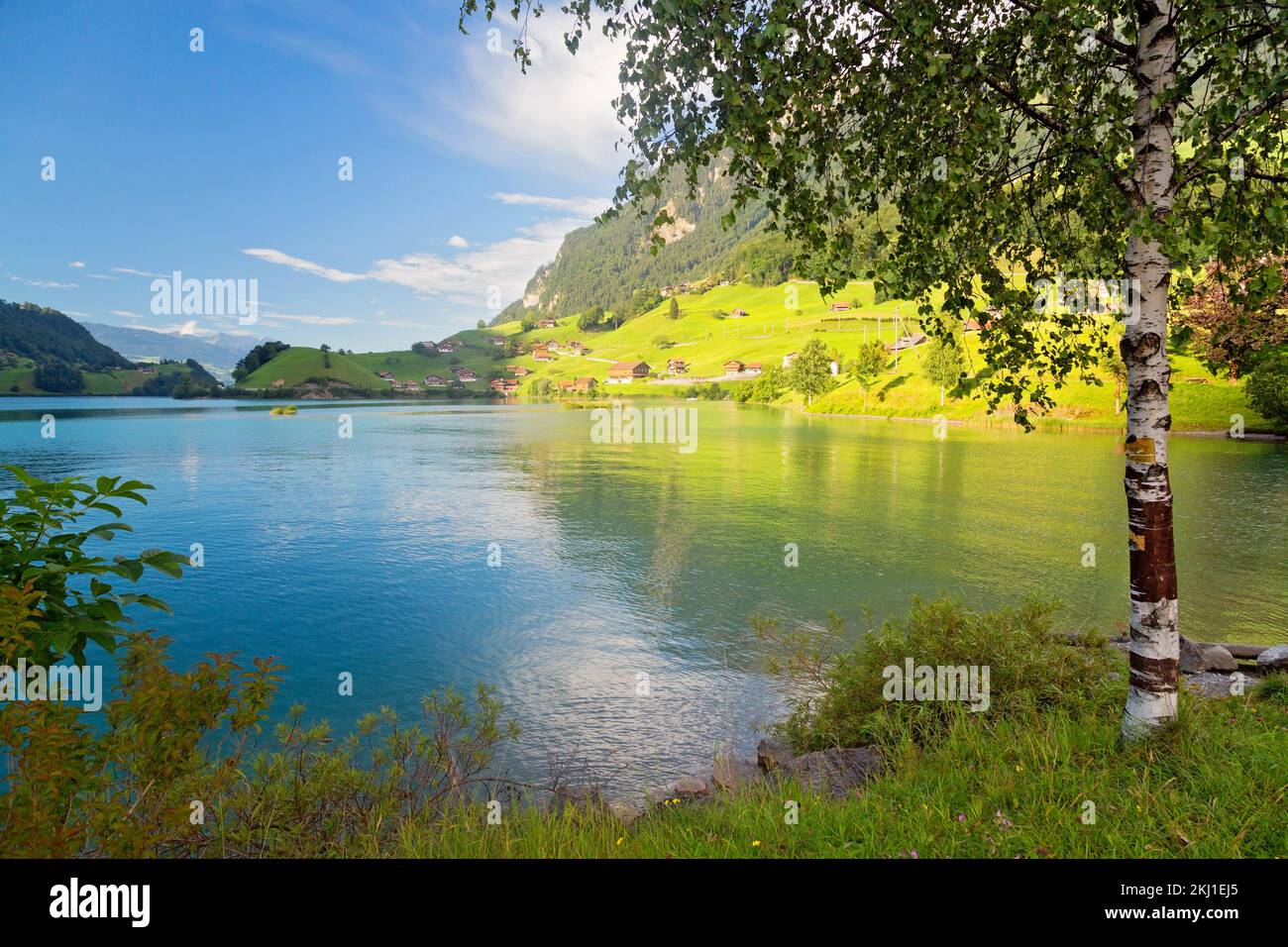 Lake Lungernsee in swiss Alps, Switzerland Stock Photo - Alamy