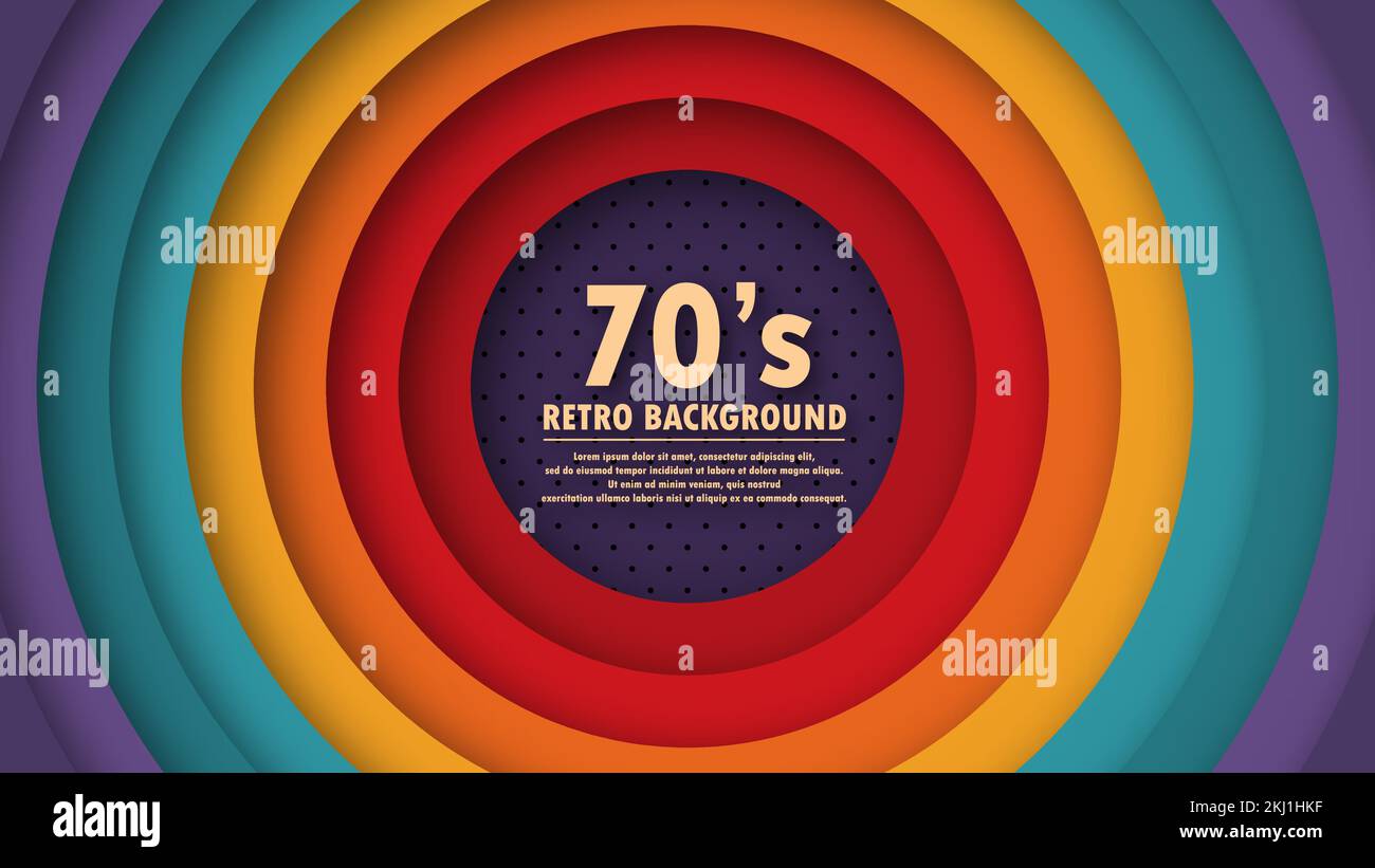 Abstract 1970's perforation background with retro colors and circles ...