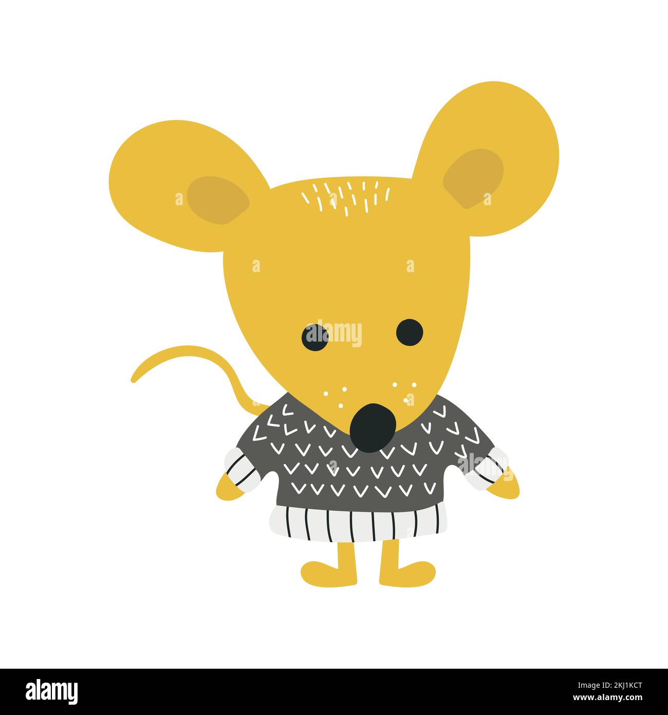 Cute mouse. Rat. A mouse in a knitted sweater. Element for greeting ...