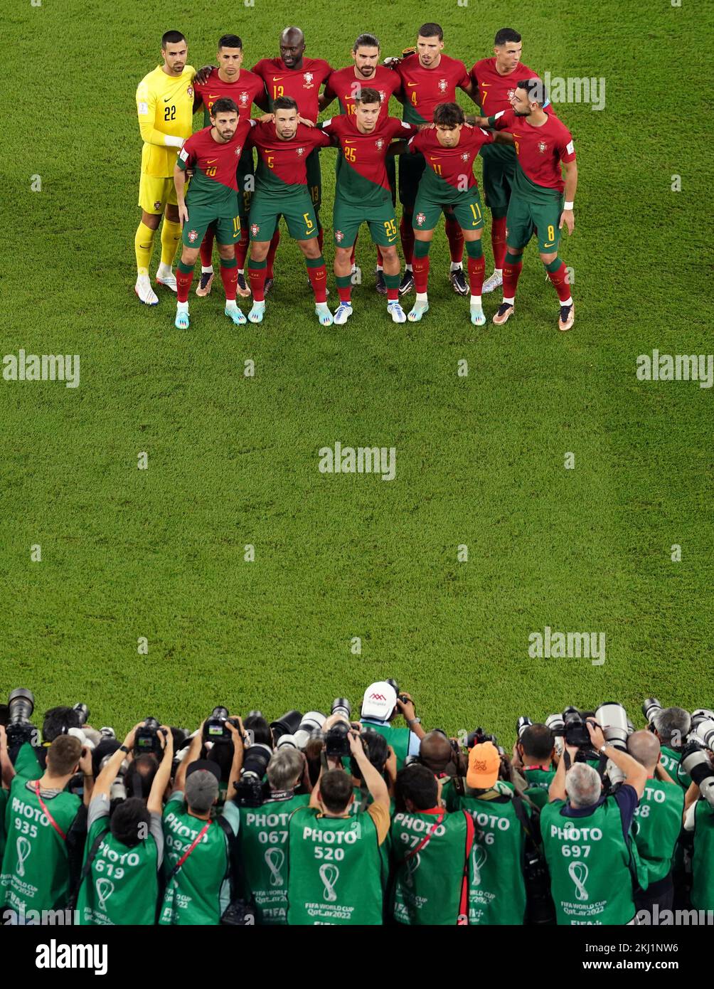 Portugal players line up before the FIFA World Cup Group H match at ...