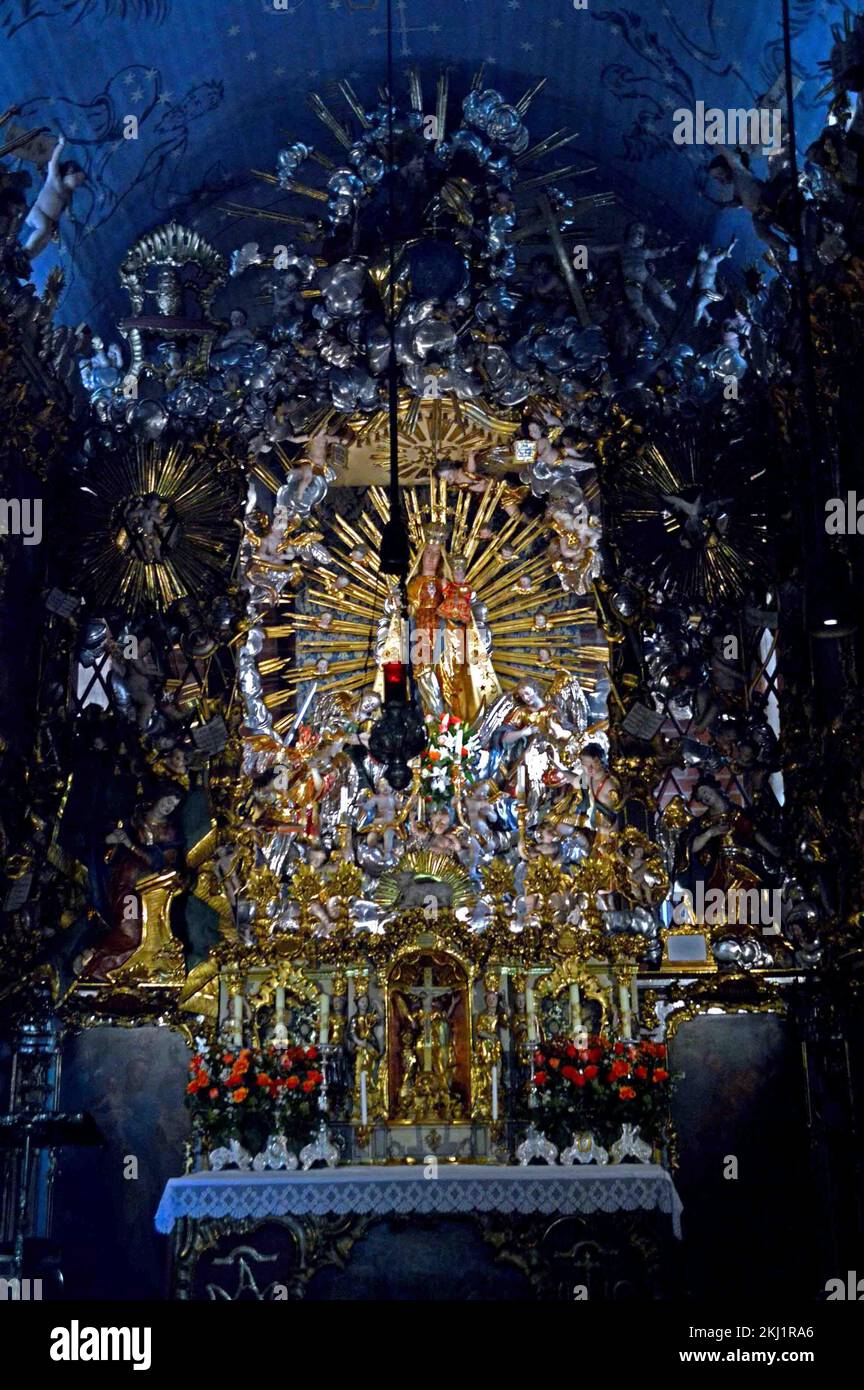 Germany, Upper Bavaria, Fischbachau: ornate altar of the Pilgrimage ...