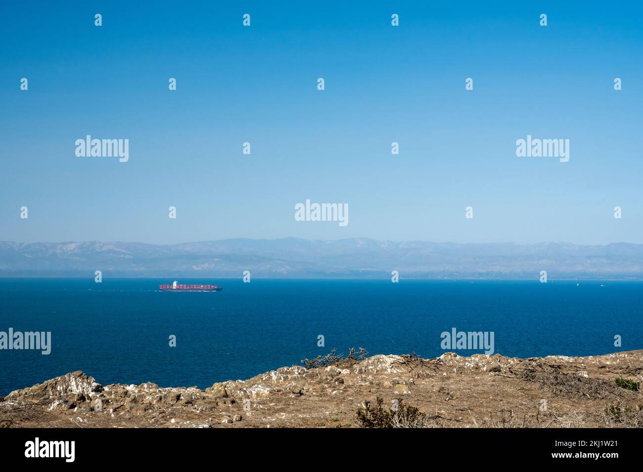 Container Ship Under Clear Sky In The Santa Barbara Channel from ...