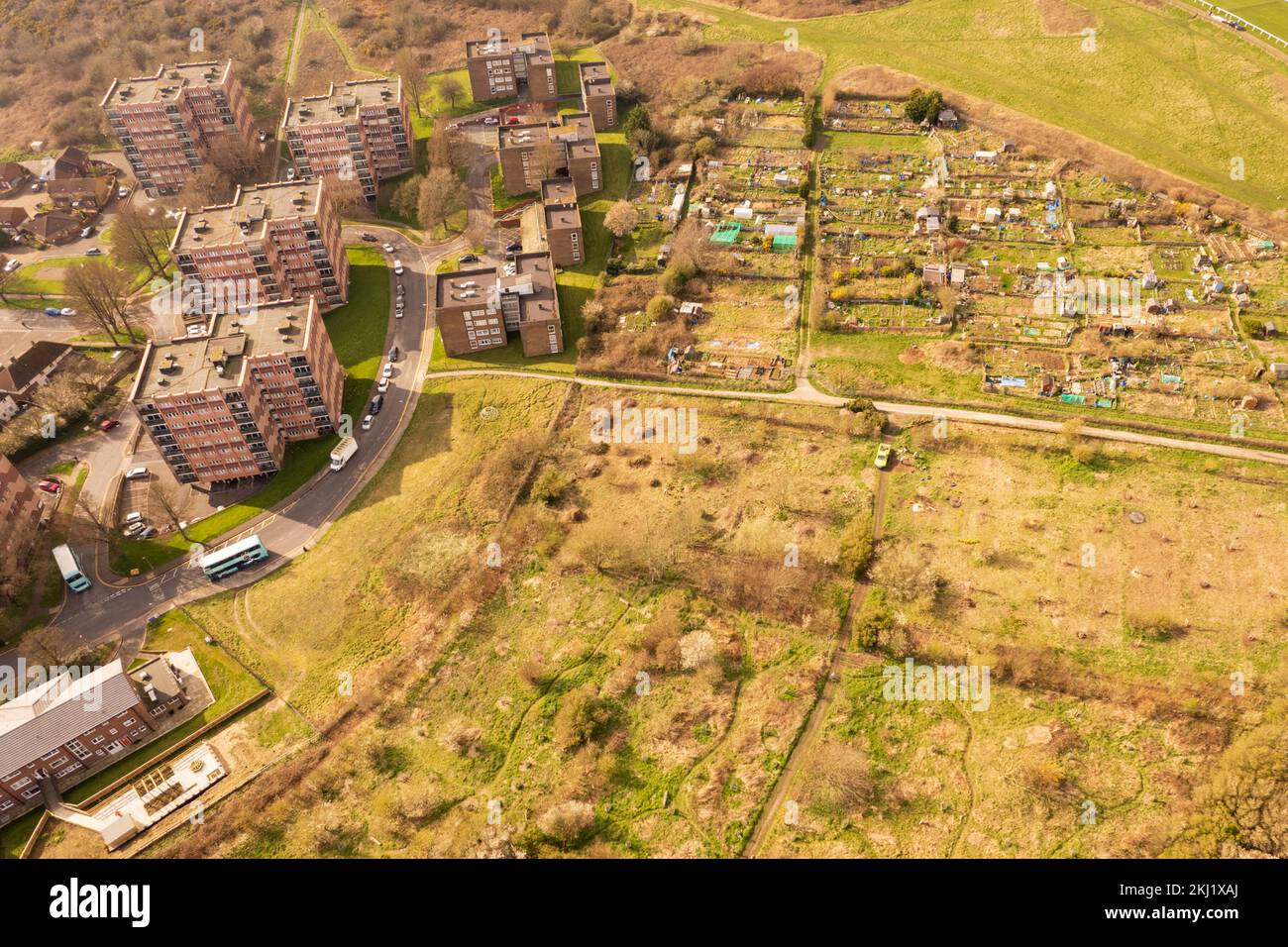 Racehill Community Orchard and Whitehawk Estate. Brighton, Sussex Stock ...