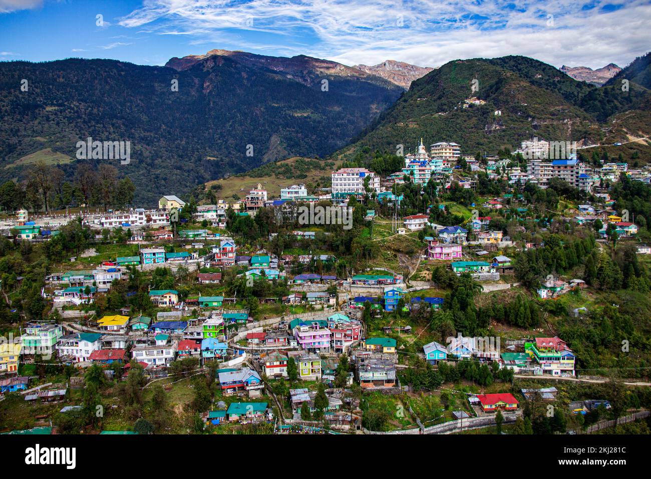 View of Tawang Monastery and Tawang Town in Arunachal Pradesh in India ...
