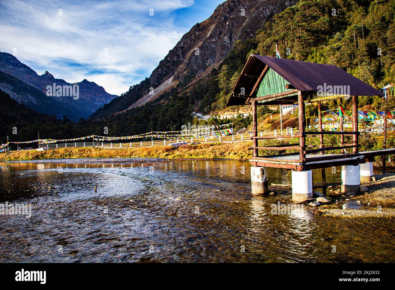 Lake high up in the mountains in Arunachal Pradesh in India with trees ...