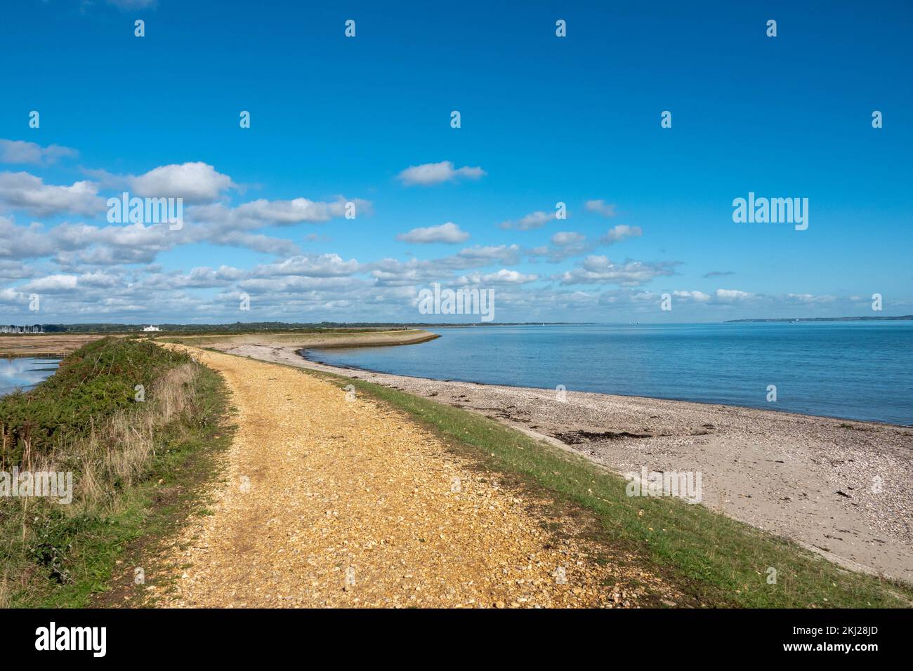 footpath along the Solent Way between Lymington and Keyhaven with the ...