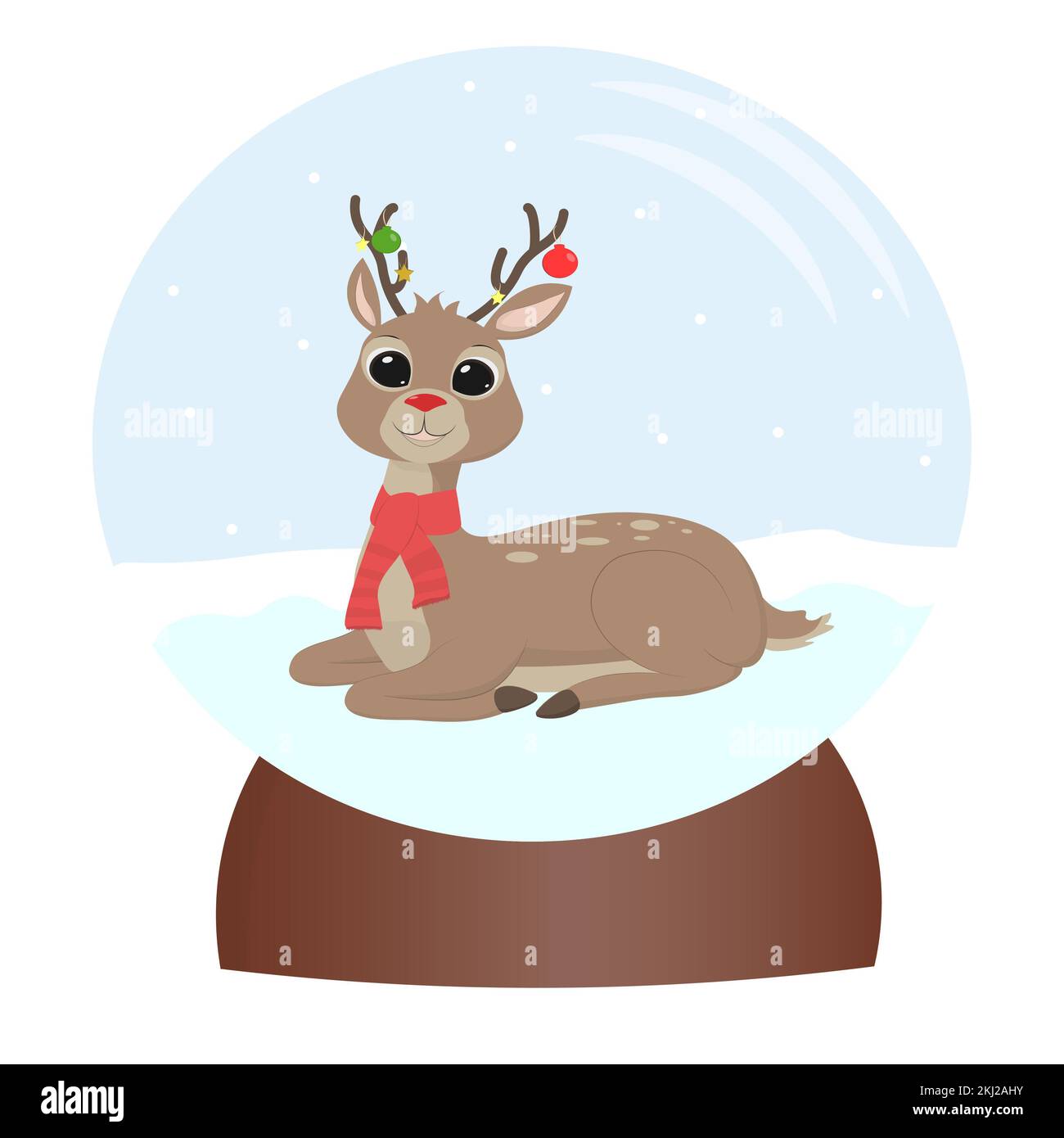 Christmas character reindeer in snow globe Stock Photo - Alamy