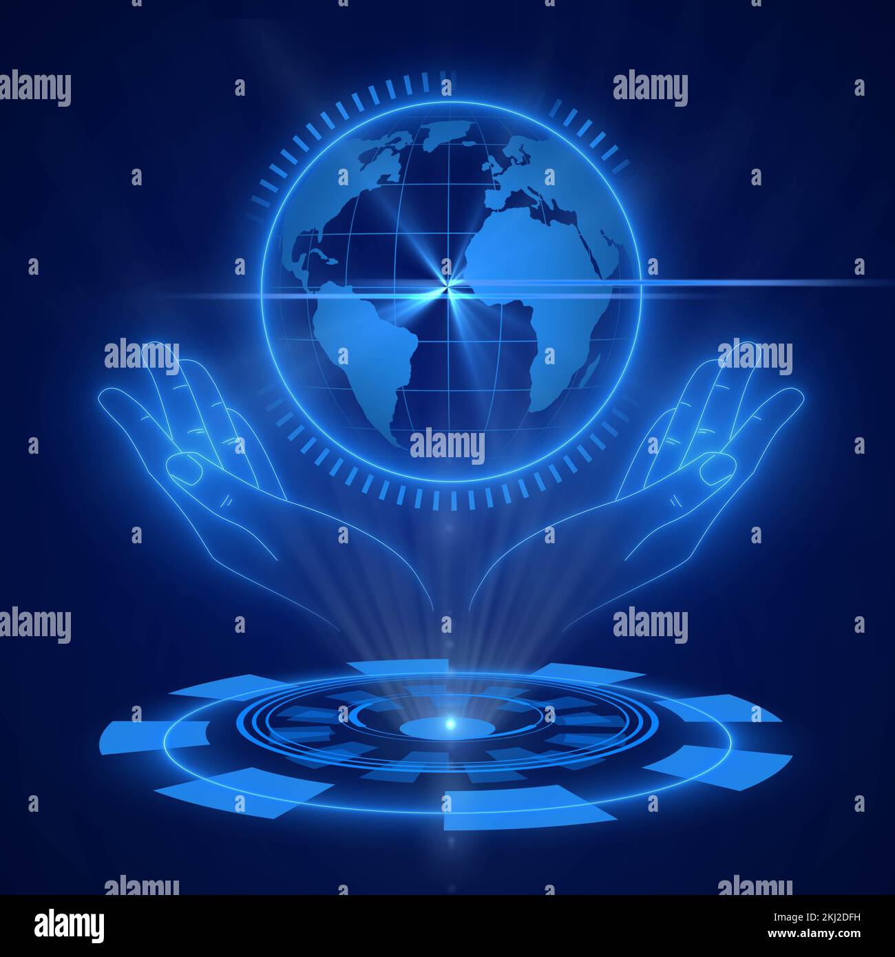 Technological ecology concept with hologram - holographic globe with ...