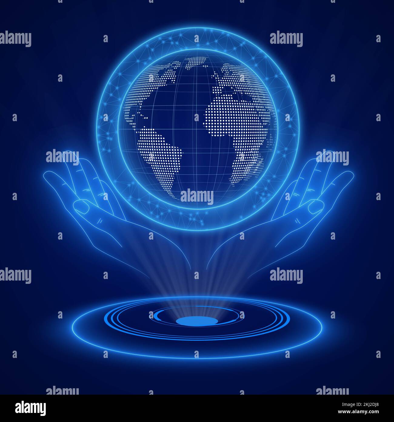 Technological ecology concept with hologram - holographic globe with ...
