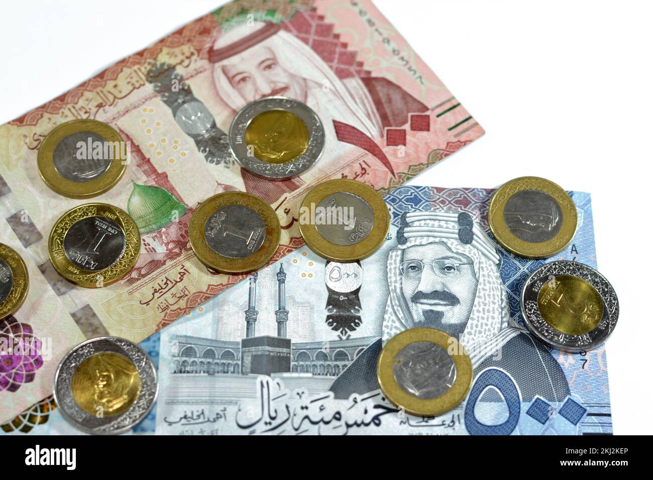 Collection of 500 SAR and 100 SAR Saudi Arabia riyals cash money ...