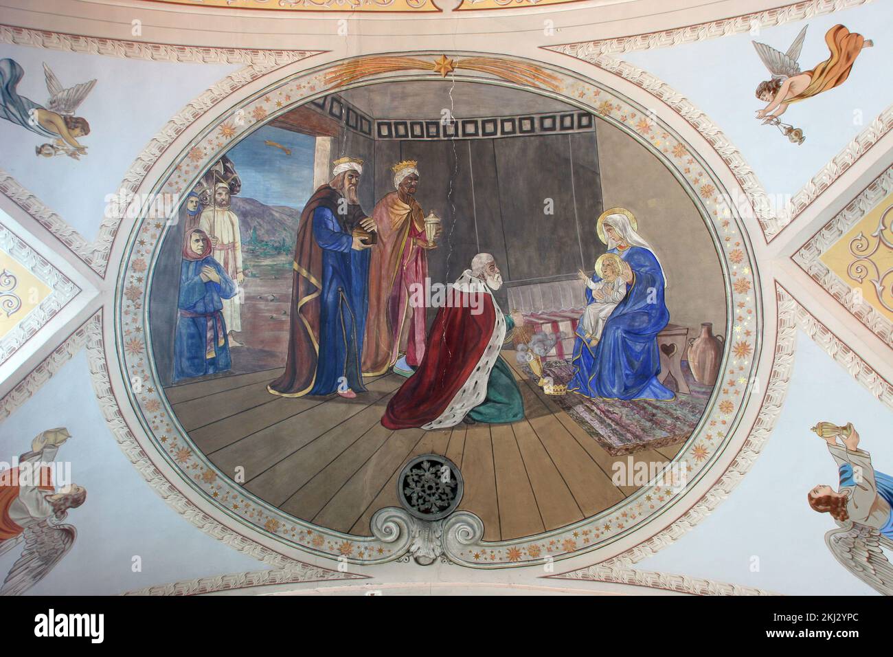 Adoration of the Magi, fresco in the parish church of the Holy Trinity ...