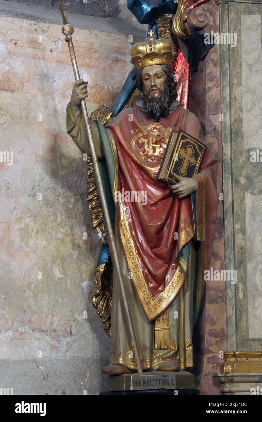 Saint Methodius, statue on the altar of Saint Benedict in the Church of ...