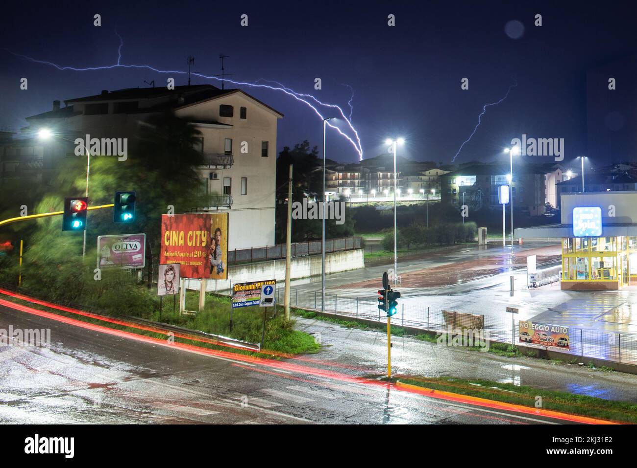 Corigliano Rossano, Italy. 23rd Nov, 2022. Lightning strikes in the ...