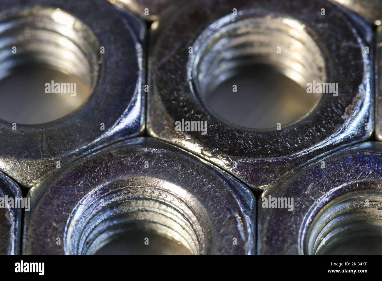 Packed Threaded Steel Hex Nut Fasteners Close-up Stock Photo - Alamy
