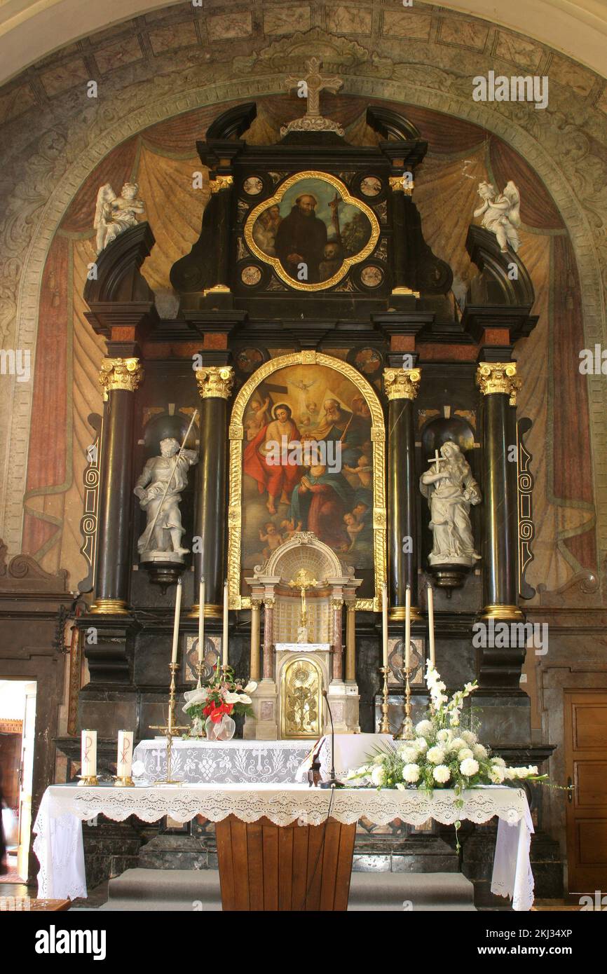 The main altar in the parish church of the Holy Trinity in Karlovac ...