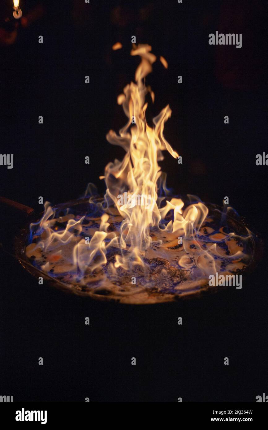 Preparation of La queimada, which is an alcoholic beverage of the ...