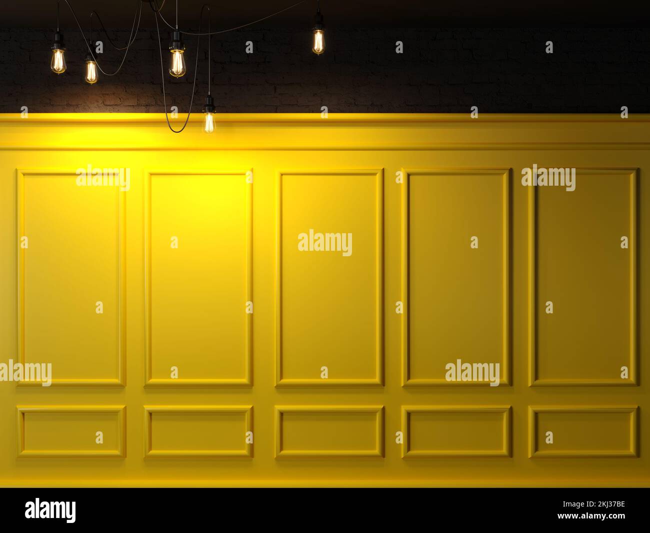 Classic wall of yellow wood panels Stock Photo - Alamy