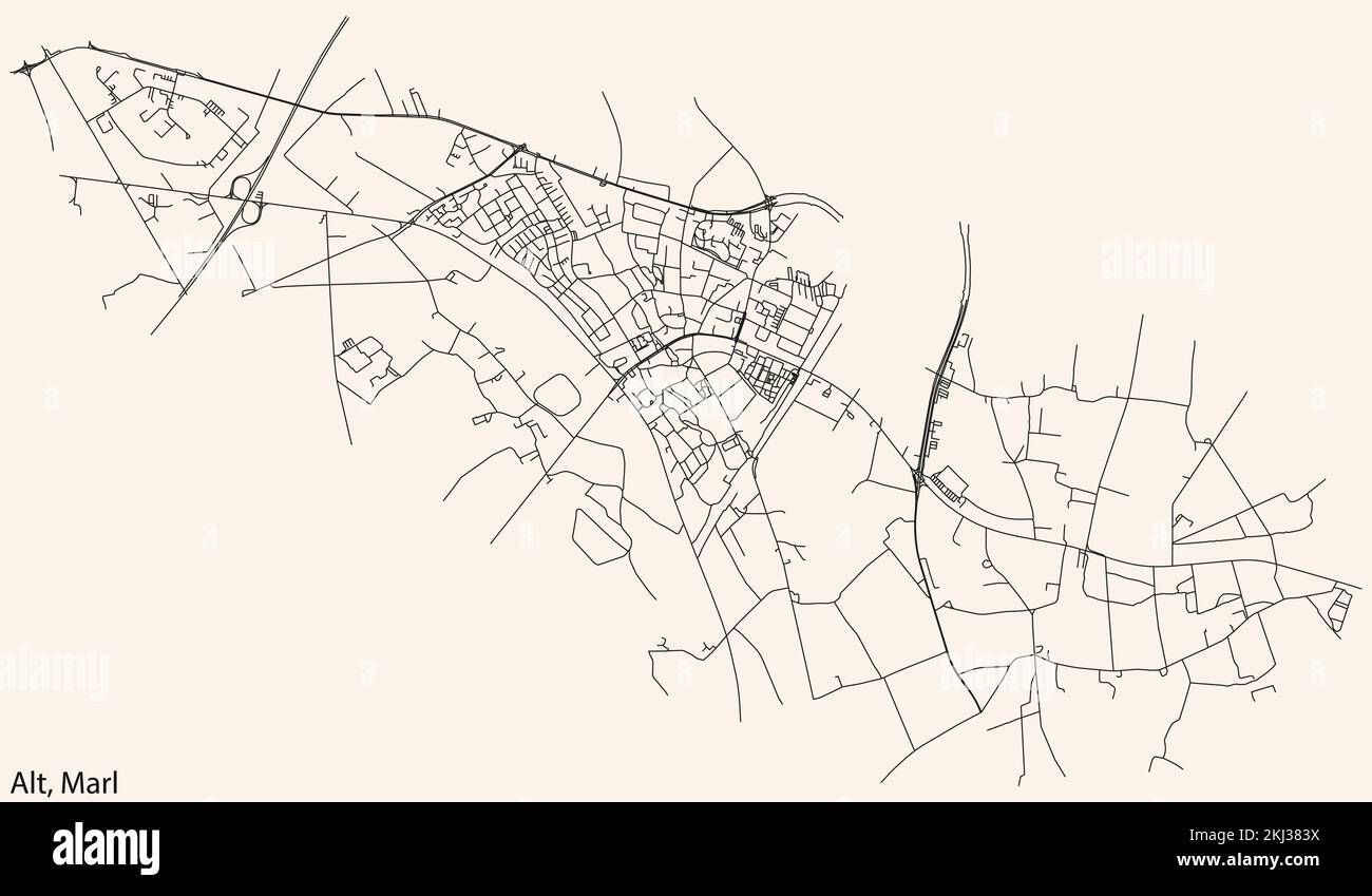 Street roads map of the ALT-MARL MUNICIPALITY, MARL Stock Vector Image ...