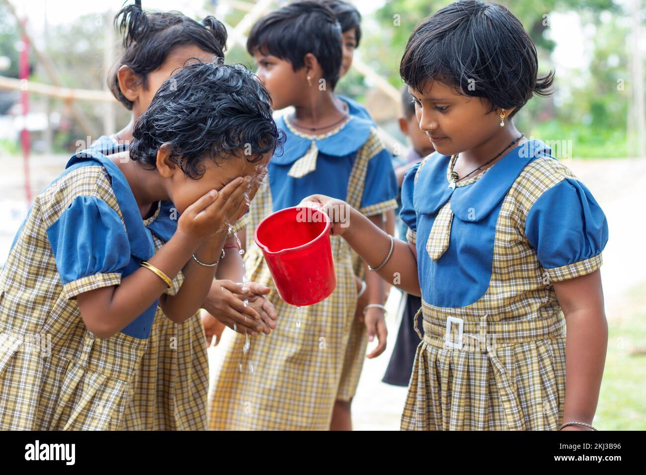 Indian school students washing hand hi-res stock photography and images ...