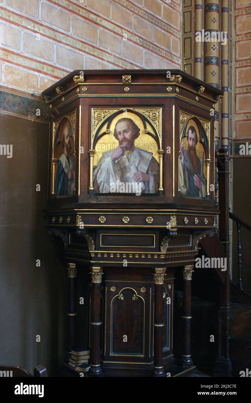 Pulpit in the Greek Catholic Cathedral of the Holy Trinity in Krizevci ...