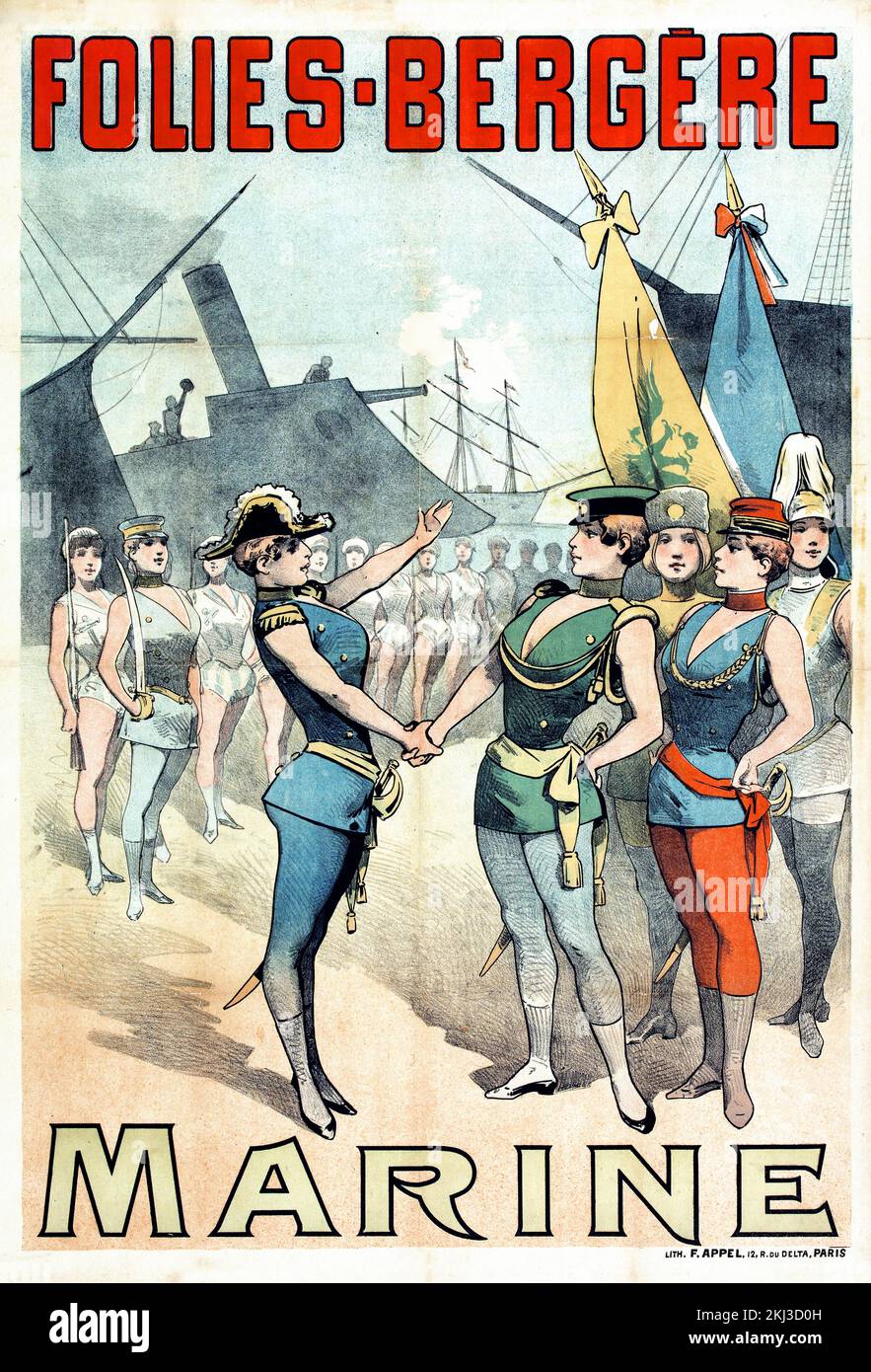 Marine - Folies-Bergère - vintage poster, France - Artist: Alfred ...
