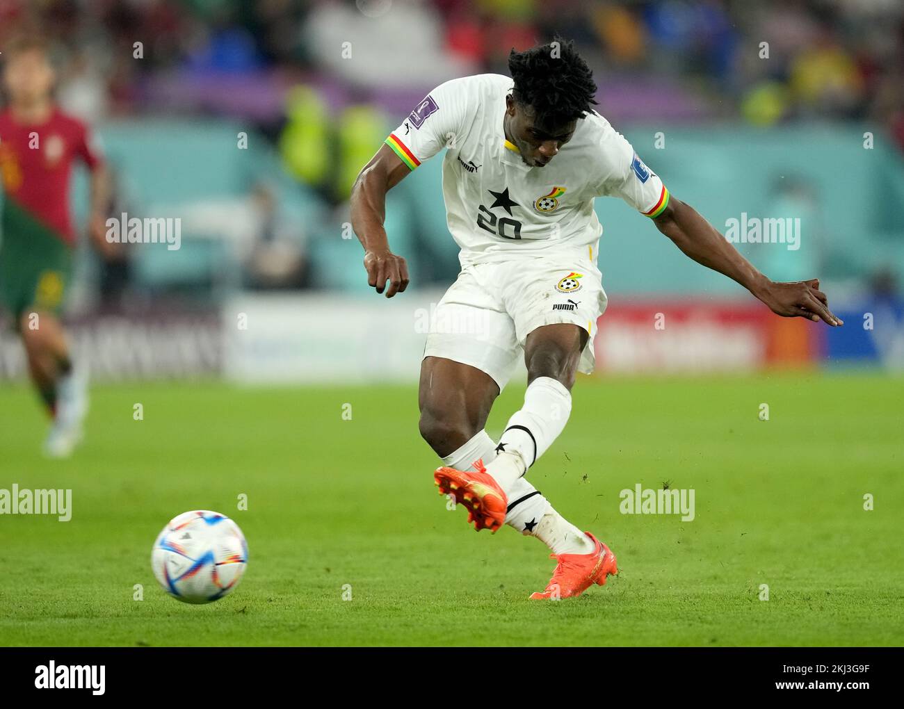 Ghana’s Mohammed Kudus has an attempt on goal during the FIFA World Cup ...