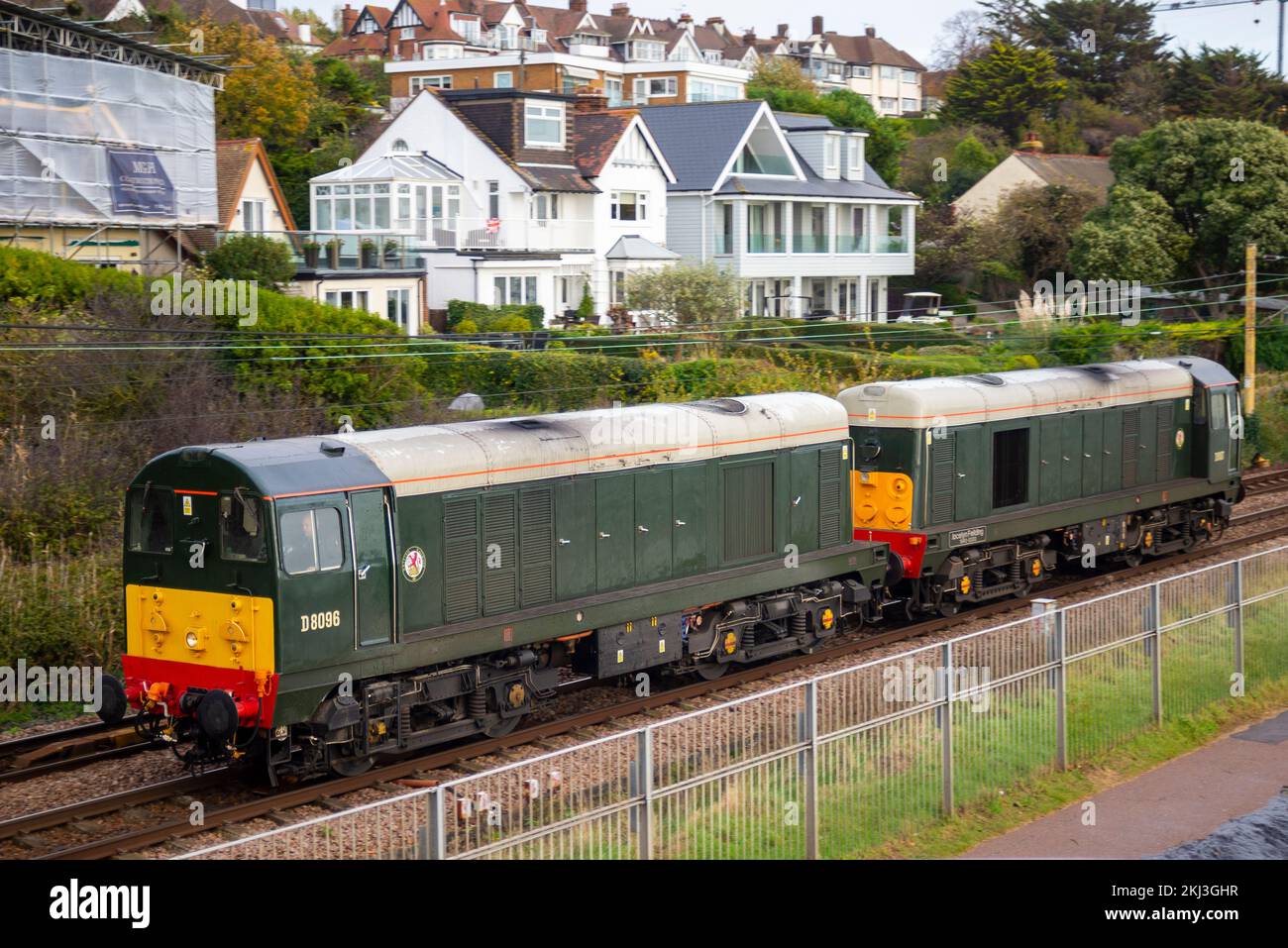 Two BR Class 20 diesel locomotives running on C2C railway on route learning runs. Locomotive ...