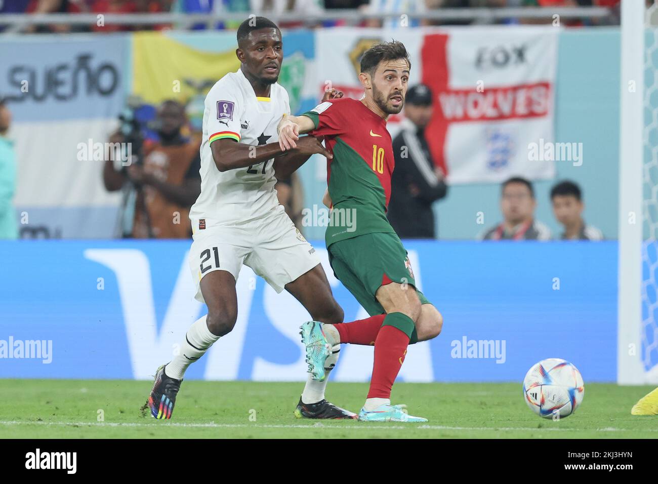 Ghana's Salis Abdul Samed and Portuguese Bernardo Silva fight for the ...