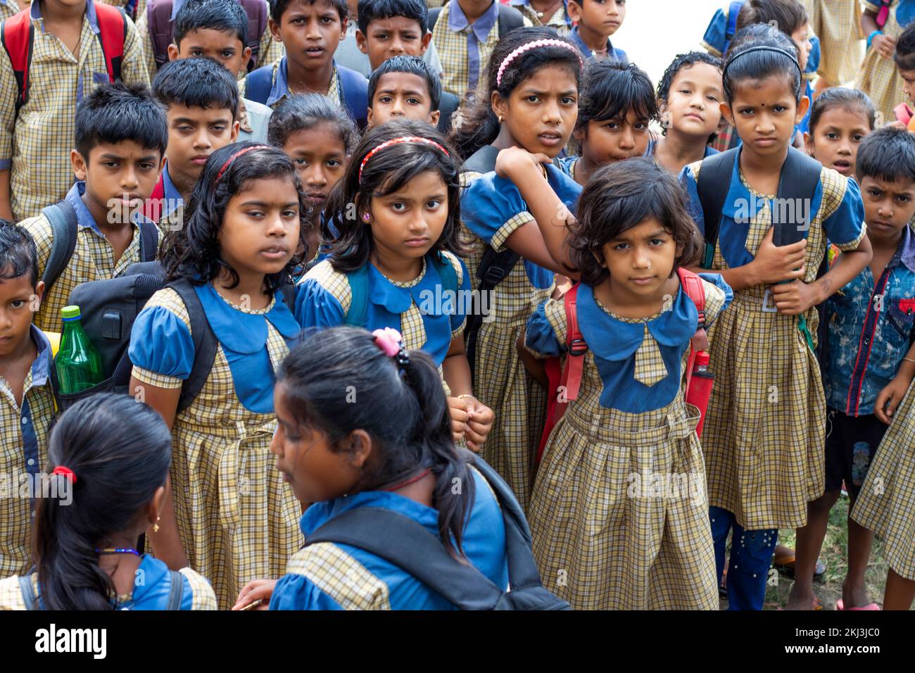 Group of school Children's standing at school Stock Photo - Alamy