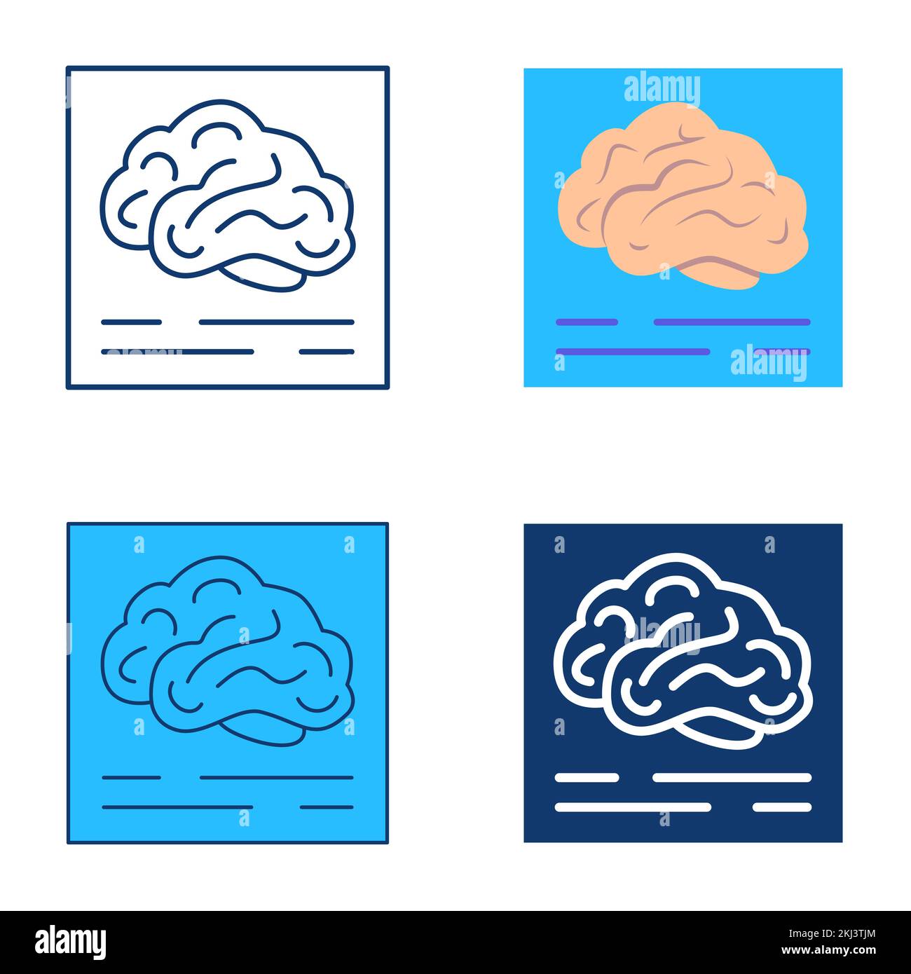 Neurology icon set in flat and line style. Human brain checkup symbol ...