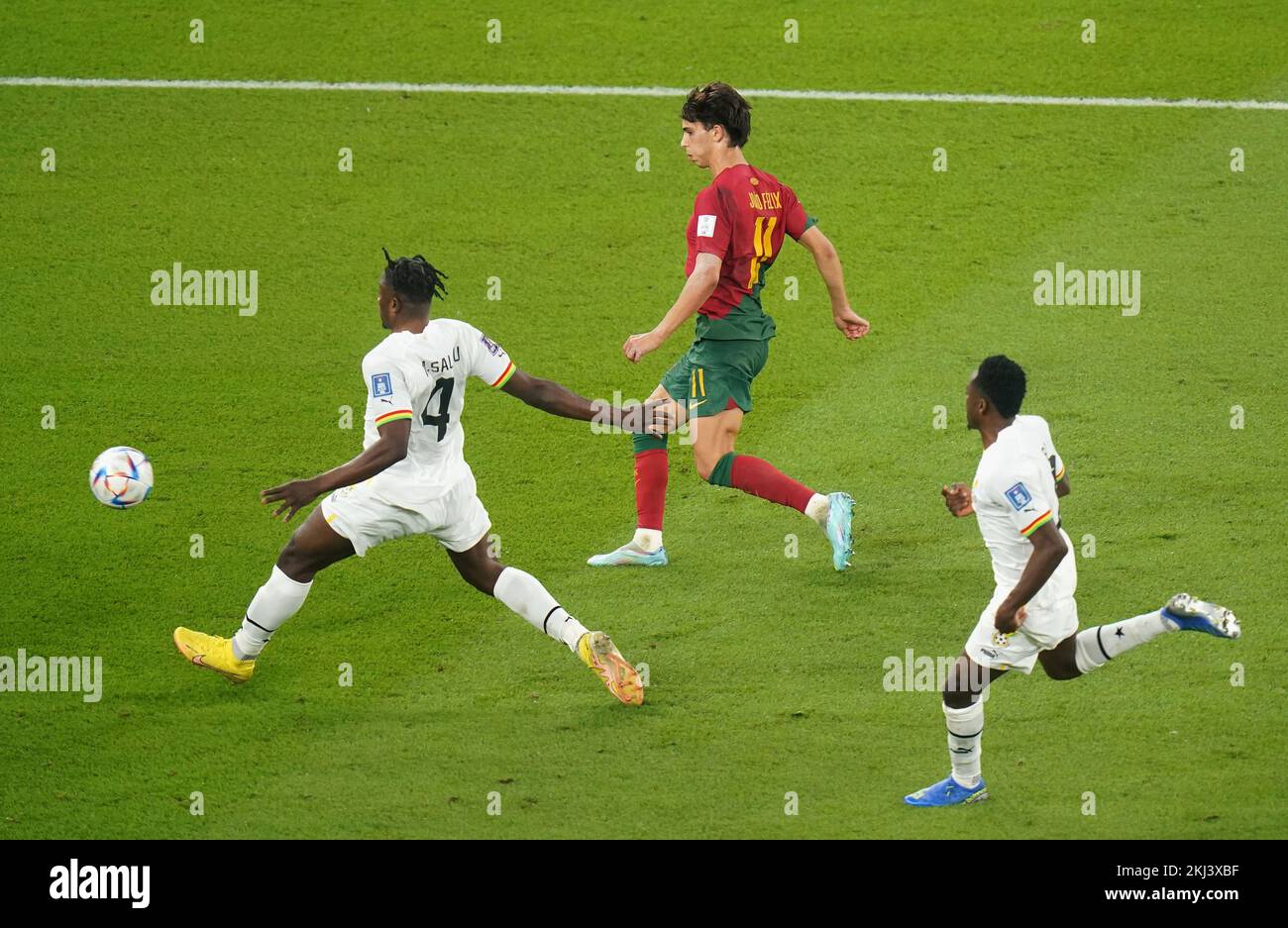 Portugal's Joao Felix scores their side's second goal of the game ...