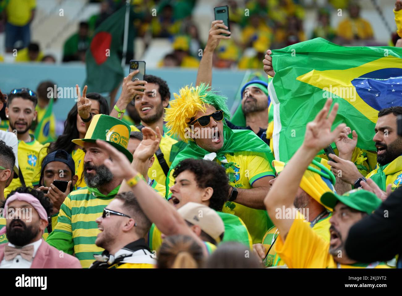 Brazil fans in the stands before the FIFA World Cup Group G match at ...